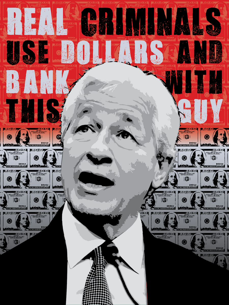 Real Criminals Use Dollars Poster – Lucho Poletti Art